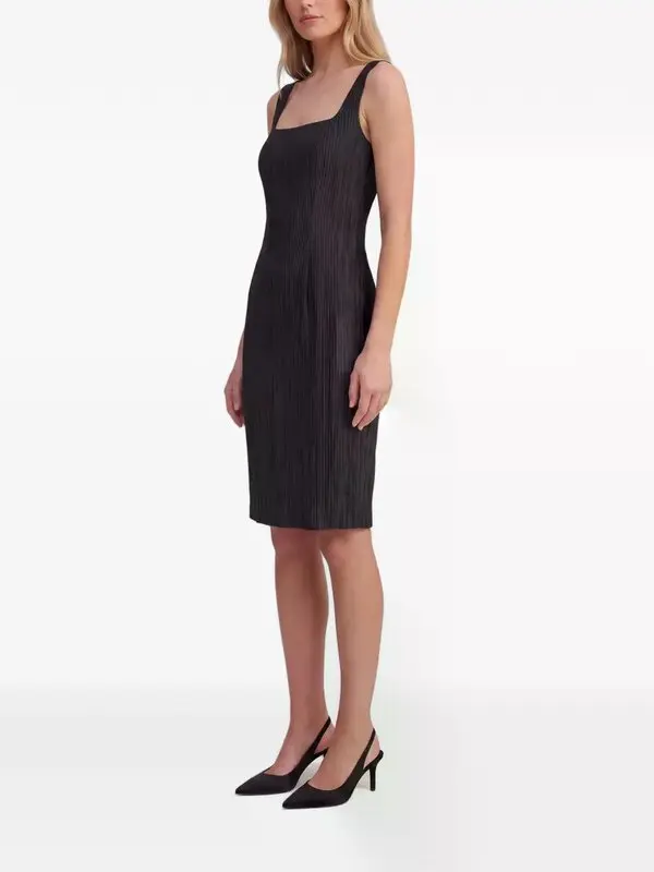 Guy Laroche Pleated Square-neck Midi Dress
