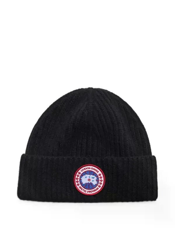 Canada Goose Logo-patch Ribbed-knit Beanie Hat