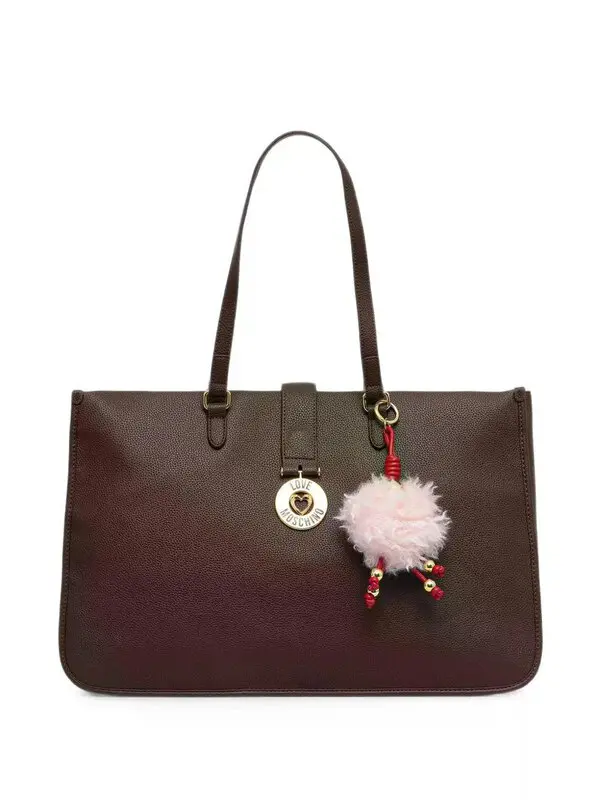 Moschino Logo-plaque Bag-charm Shoulder Bag - Brown