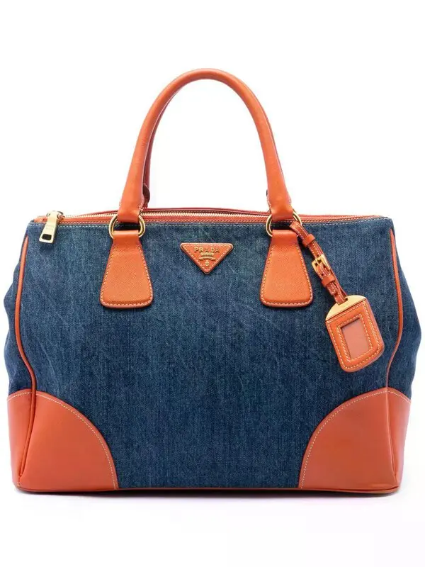Prada 2010-2026 Saffiano Trimmed Denim Handbag