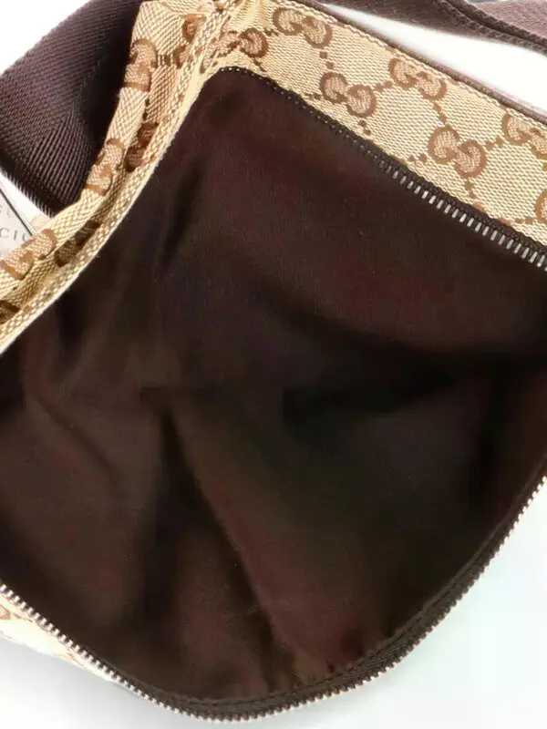 Gucci Vintage Double Gg Canvas With Leather Belt Bag