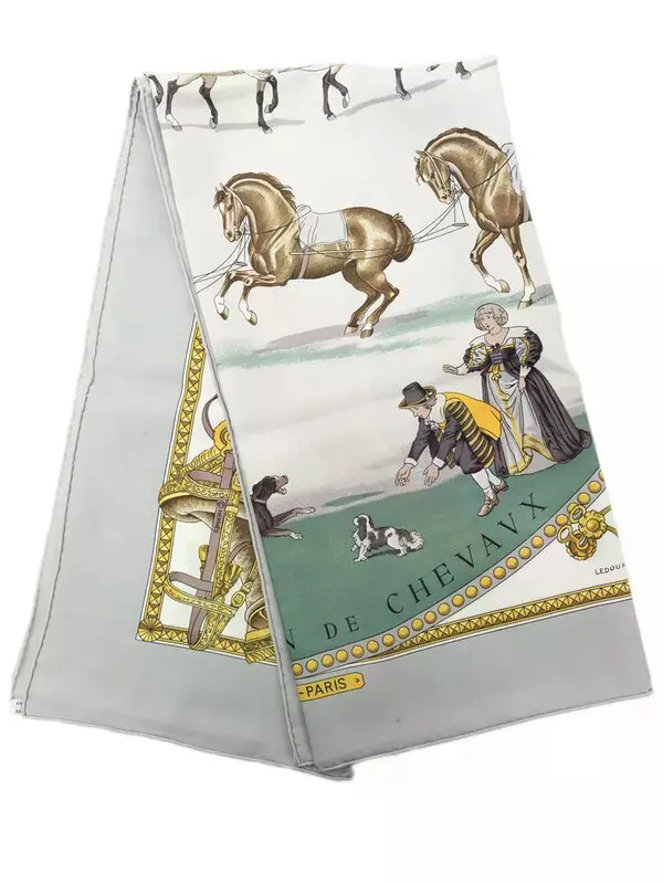 Hermès 1990-2010 Presentation De Chevaux Carre Silk Scarf 90 Scarves - Grey