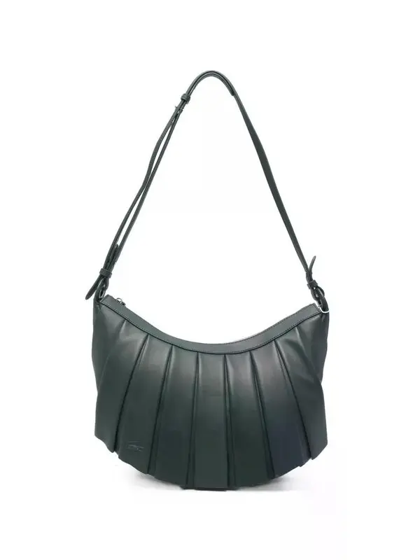 Lacoste M Hobo Pleated Leather Shoulder Bag - Green