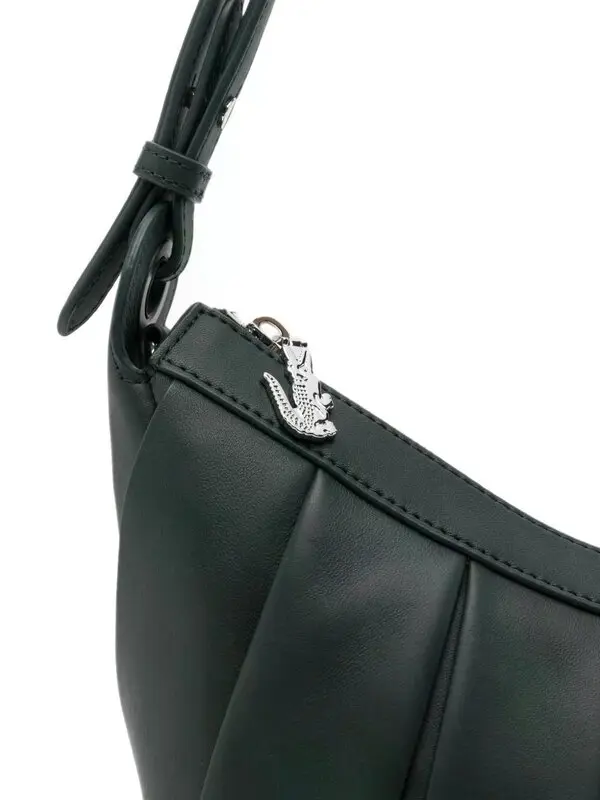 Lacoste M Hobo Pleated Leather Shoulder Bag - Green