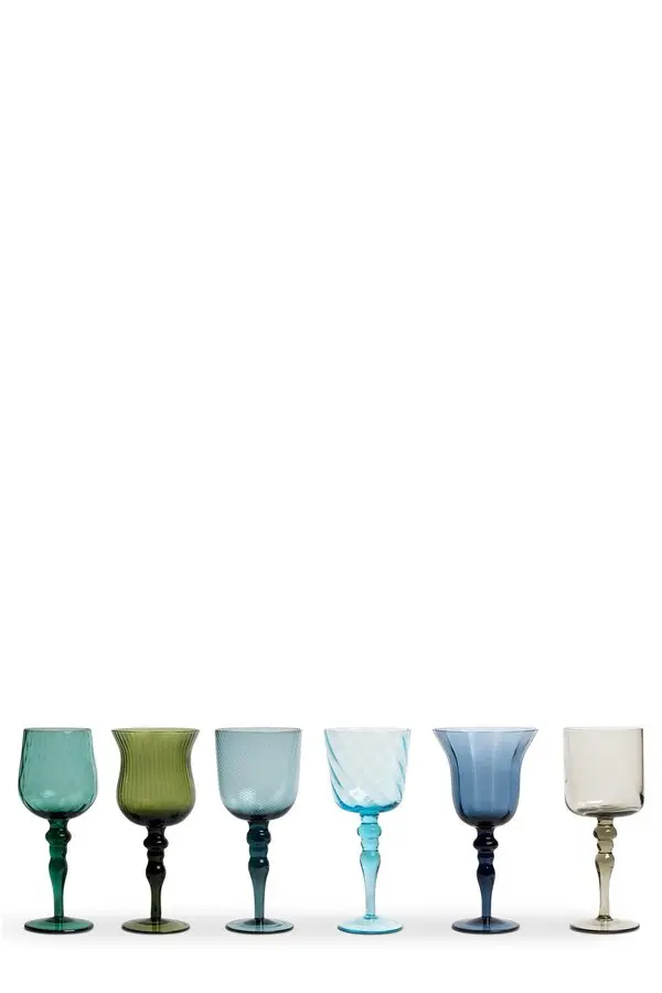 BITOSSI Set 6 Assorted Shapes Calici Texture Nuance Blue/green