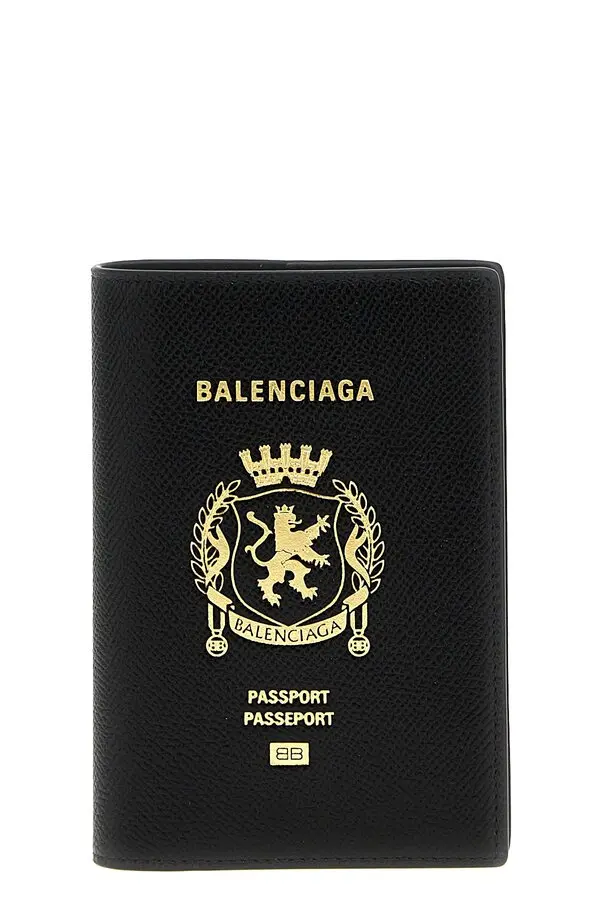 Balenciaga Logo Leather Passport Holder