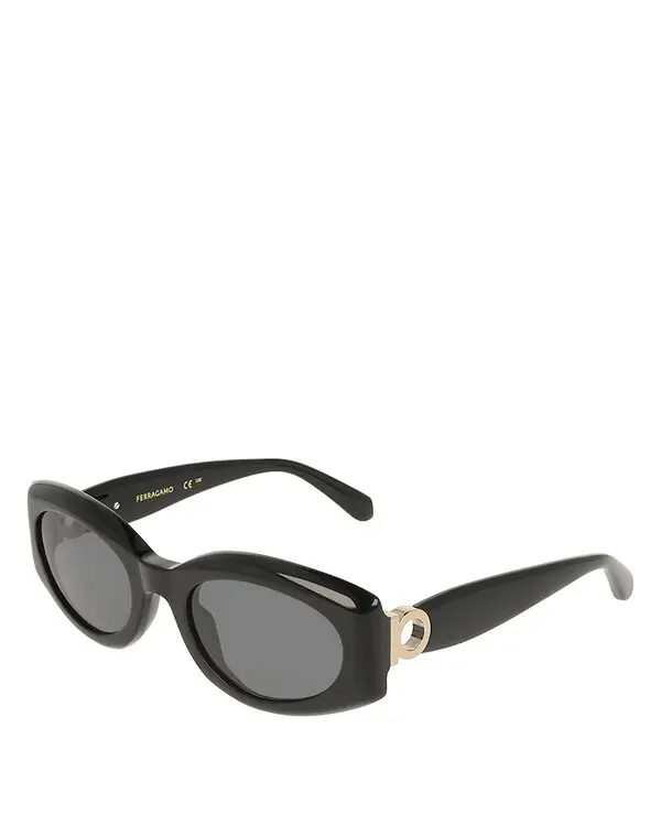 FERRAGAMO Gancini Oval Sunglasses, 54mm - Black