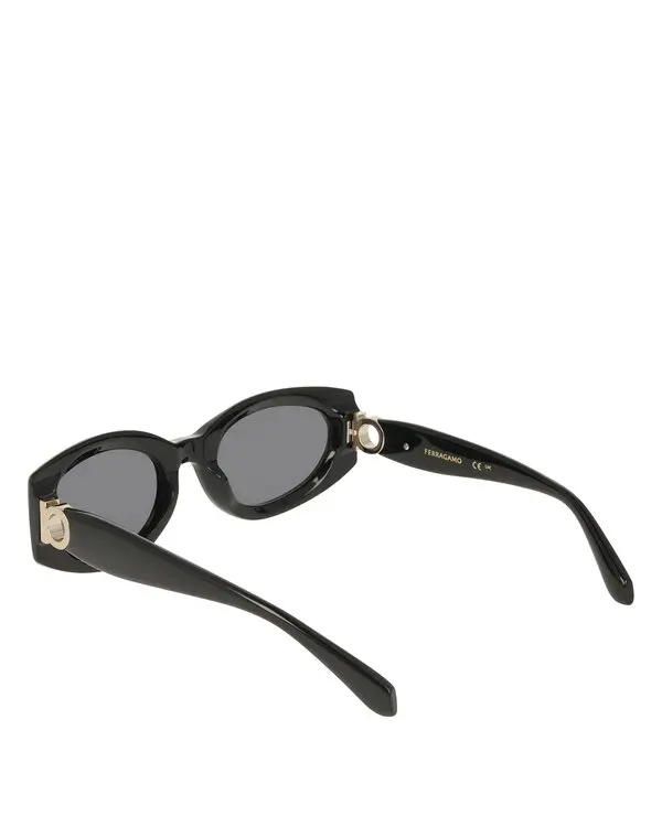 FERRAGAMO Gancini Oval Sunglasses, 54mm - Black
