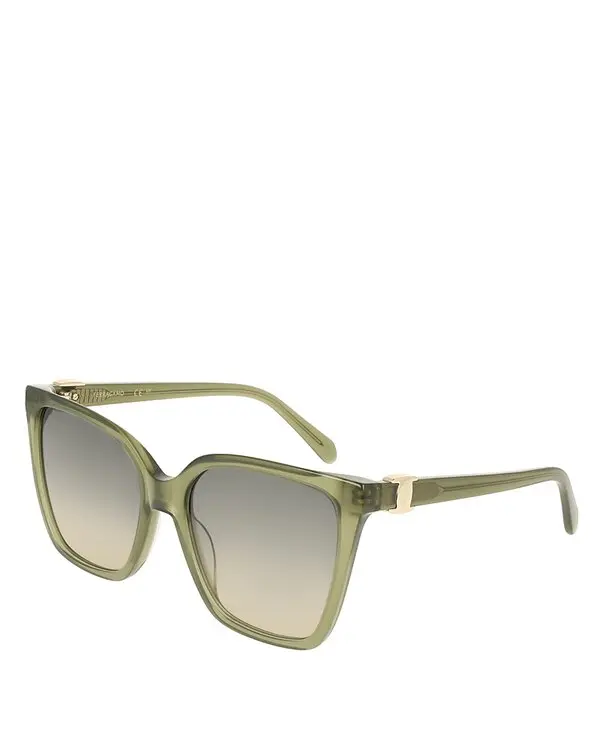 FERRAGAMO Vara Square Sunglasses, 57mm - Opaline Olive