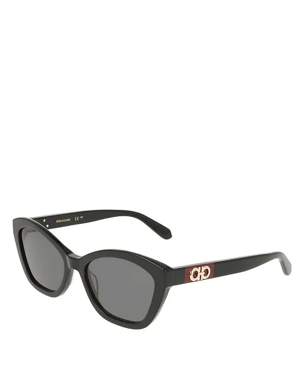 FERRAGAMO Gancini Charm Cat Eye Sunglasses, 55mm - Black
