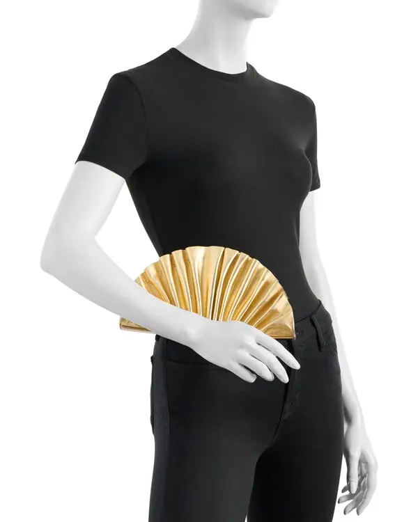 Cult Gaia Nala Mini Pleated Leather Clutch - Gold