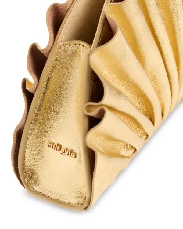 Cult Gaia Nala Mini Pleated Leather Clutch - Gold