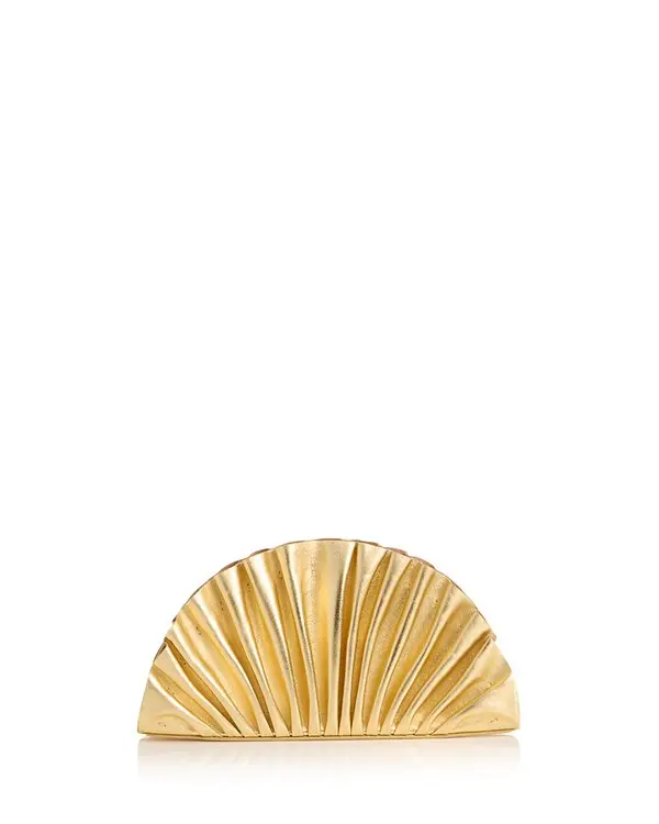Cult Gaia Nala Mini Pleated Leather Clutch - Gold