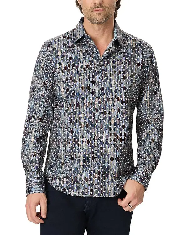 Robert Graham Missing Links Long Sleeve Cotton Stretch Shirt