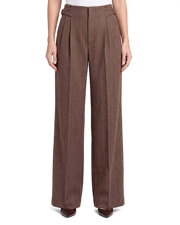 LIVERPOOL Pleated High Rise Wide Leg Trousers - Chestnut