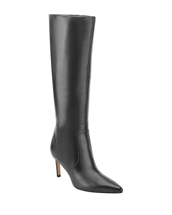 MARC FISHER LTD. Callena Leather Knee High Boots - Black Leather