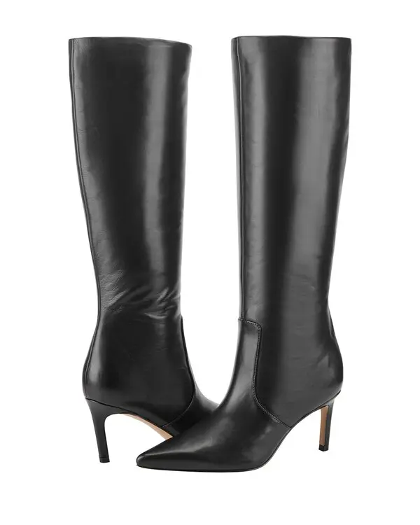 MARC FISHER LTD. Callena Leather Knee High Boots - Black Leather