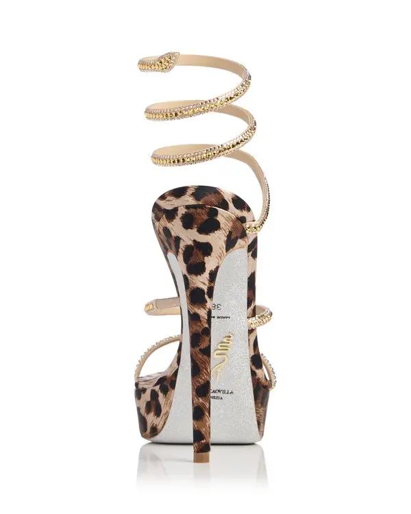 Rene Caovilla Cleo Animalier Platform Sandals