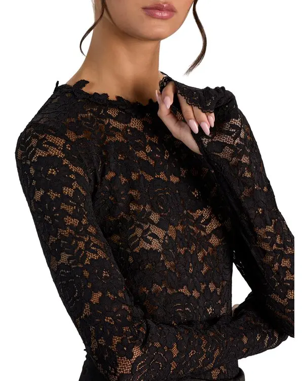 Alice + Olivia Taeyn Long Sleeve Lace Bodysuit