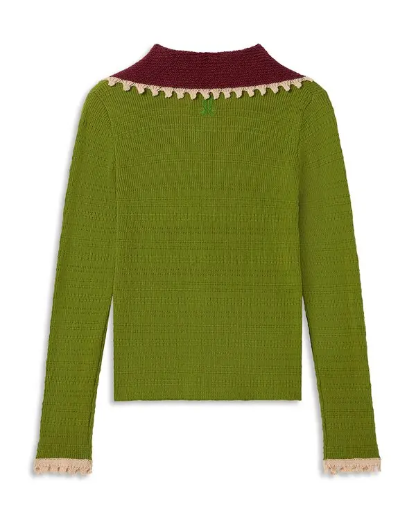 La DoubleJ Picket Cotton & Cashmere Polo Sweater