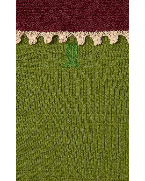 La DoubleJ Picket Cotton & Cashmere Polo Sweater