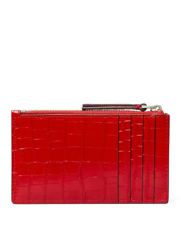 Tory Burch Kira Croc Embossed Leather Card Case