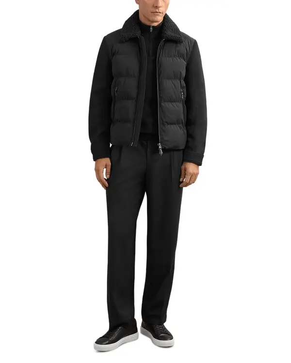REISS Maximus Quilted Faux Shearling Collar Jacket