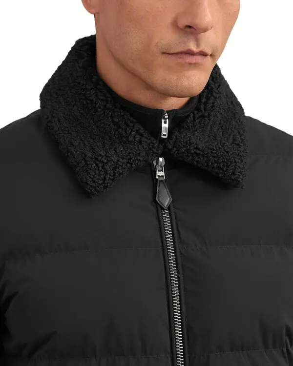 REISS Maximus Quilted Faux Shearling Collar Jacket