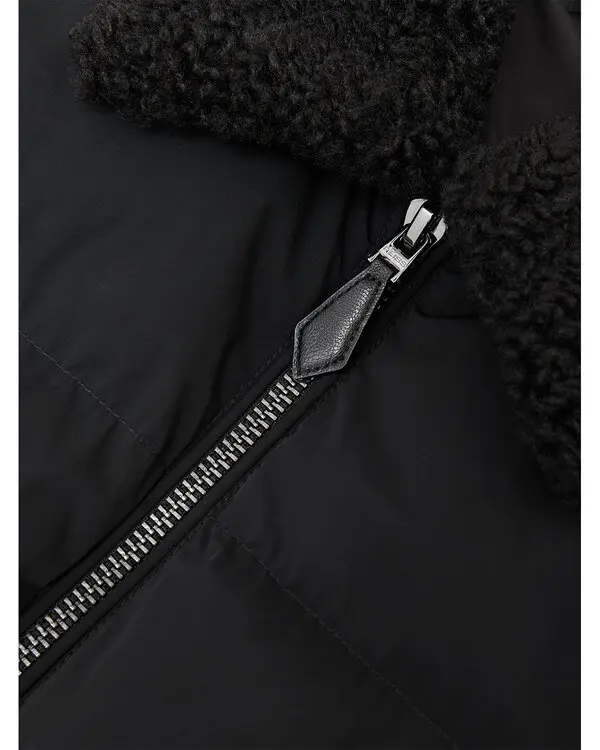 REISS Maximus Quilted Faux Shearling Collar Jacket