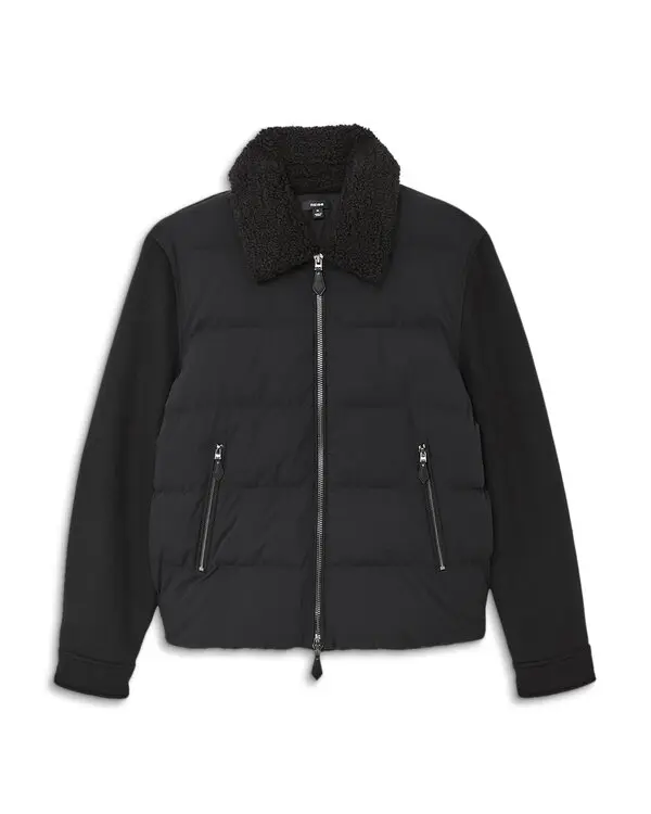 REISS Maximus Quilted Faux Shearling Collar Jacket