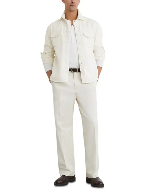 REISS Finley Cotton Press Stud Denim Overshirt