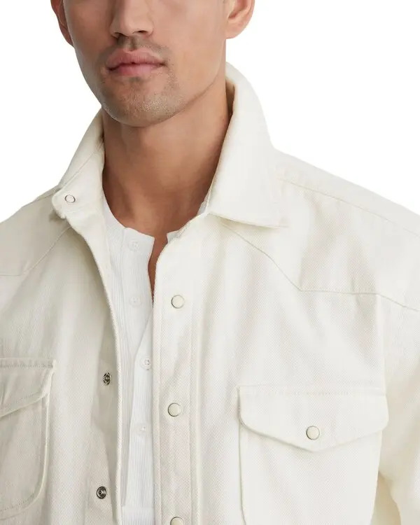 REISS Finley Cotton Press Stud Denim Overshirt