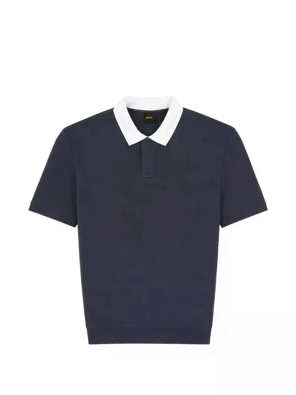 BOSS Logo-embroidered Contrast-collar Polo Shirt