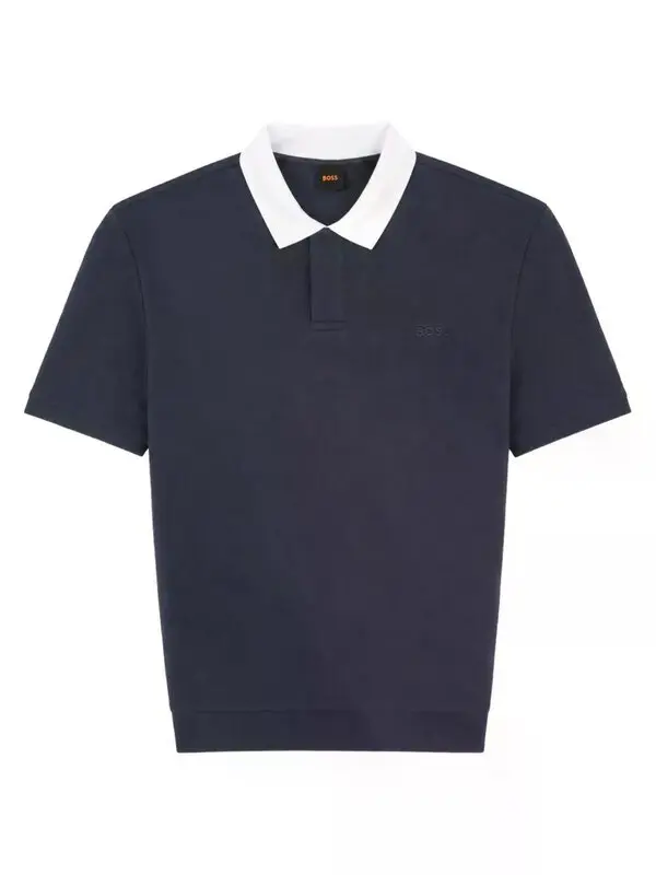 BOSS Logo-embroidered Contrast-collar Polo Shirt