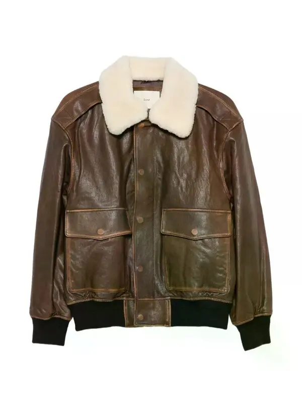 DUNST Shearling-collar Leather Jacket