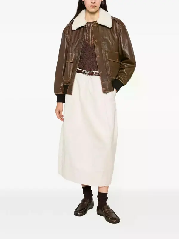 DUNST Shearling-collar Leather Jacket