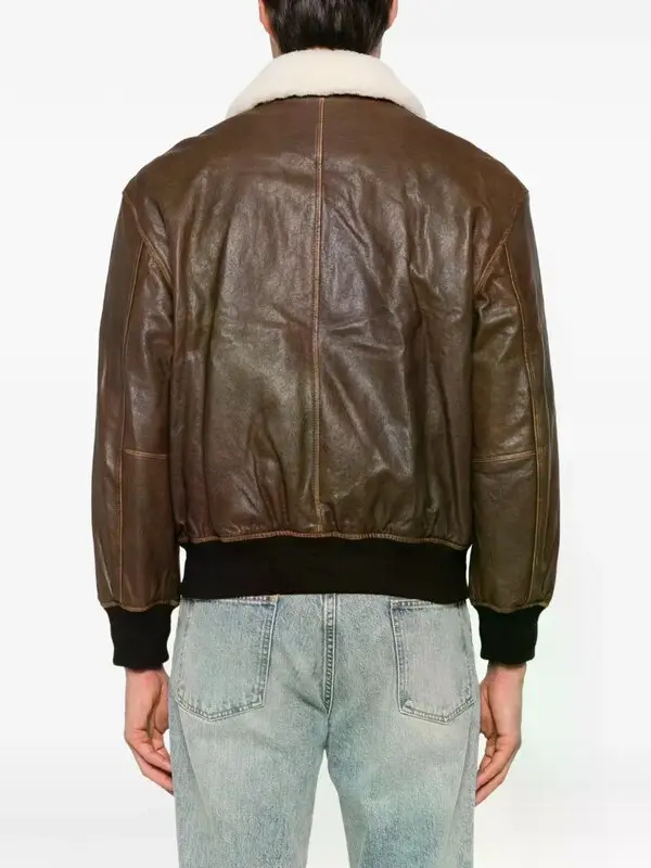 DUNST Shearling-collar Leather Jacket