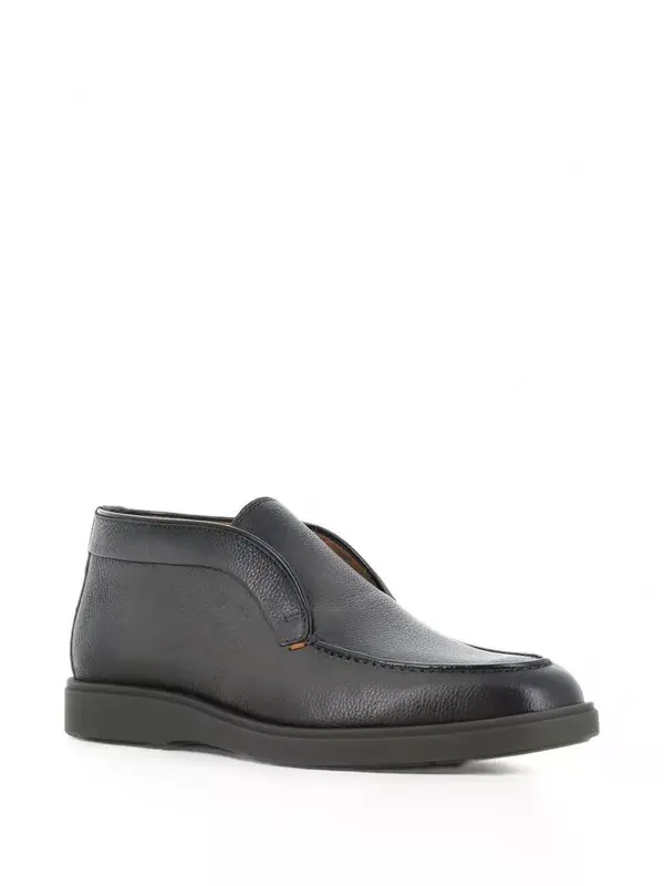 Santoni Grained Leather Boots - Black