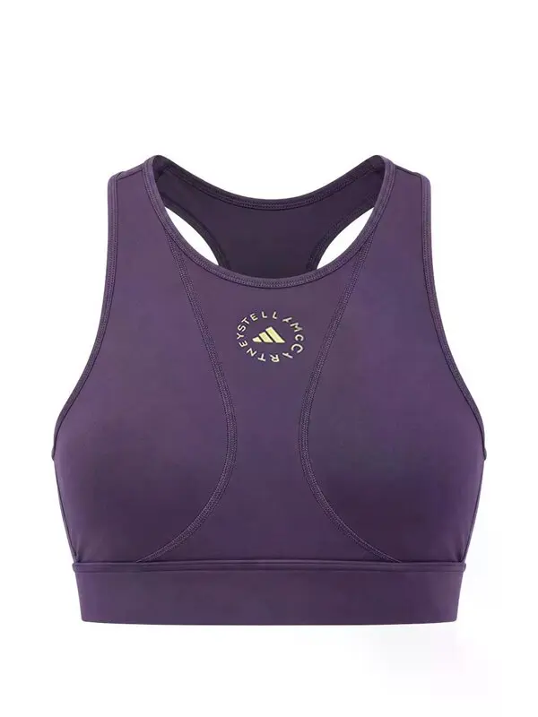 Adidas By Stella McCartney Logo-print Racerback Sports Bra - Purple