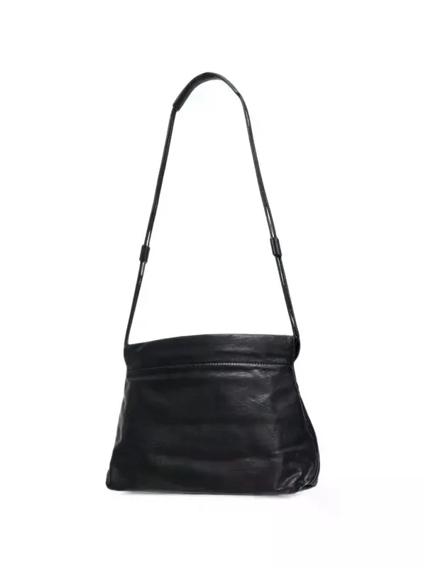 Y’s Clasp-pocket Leather Shoulder Bag - Black