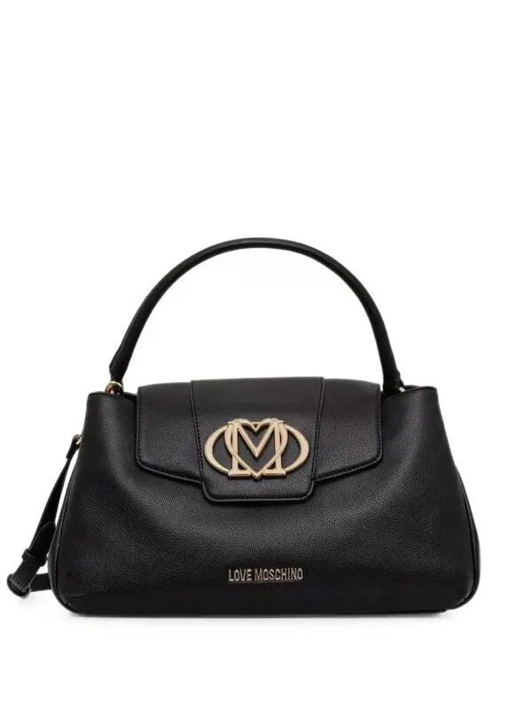 Moschino Logo-plaque Pebbled Tote Bag