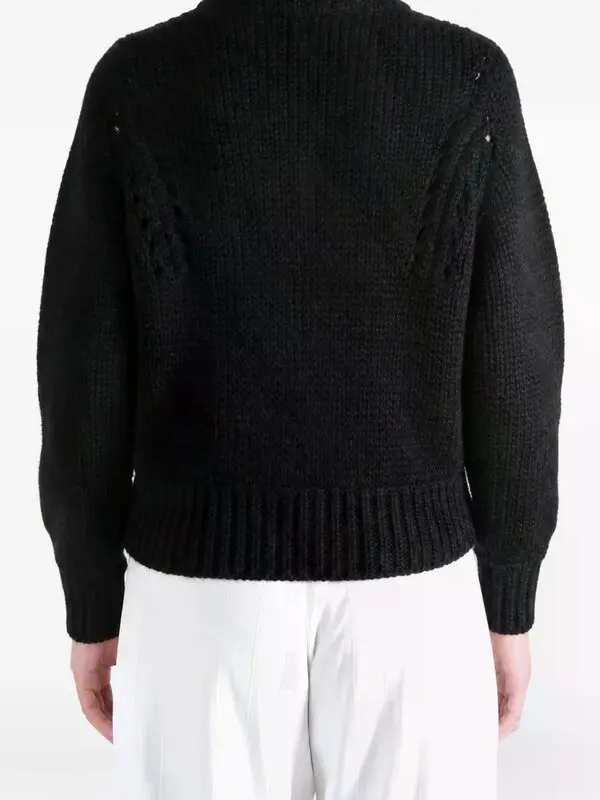 COMME DES GARÇONS TAO Ruffle-trimmed Chunky-knit Cardigan