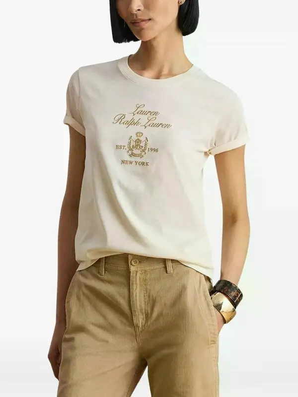Ralph Lauren Logo-embroidered T-shirt - Neutrals