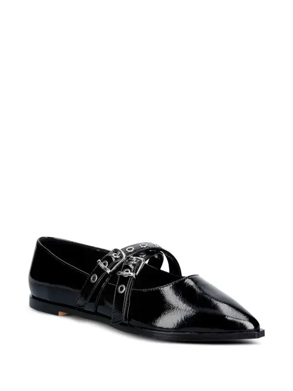 BUFFALO Marly Cross Buckled Ballet Flats - Black