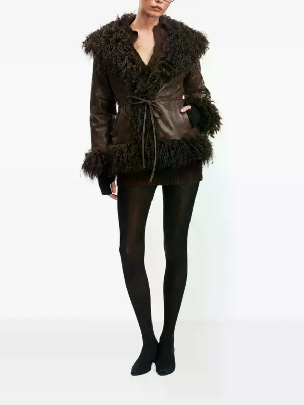 OW Faux Fur-trimmed Jacket - Brown