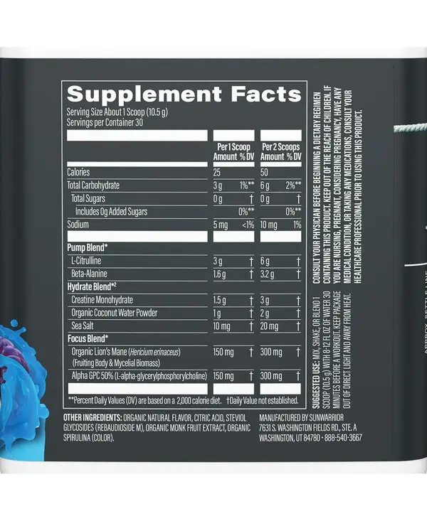SUNWARRIOR Active Pre Workout Powder