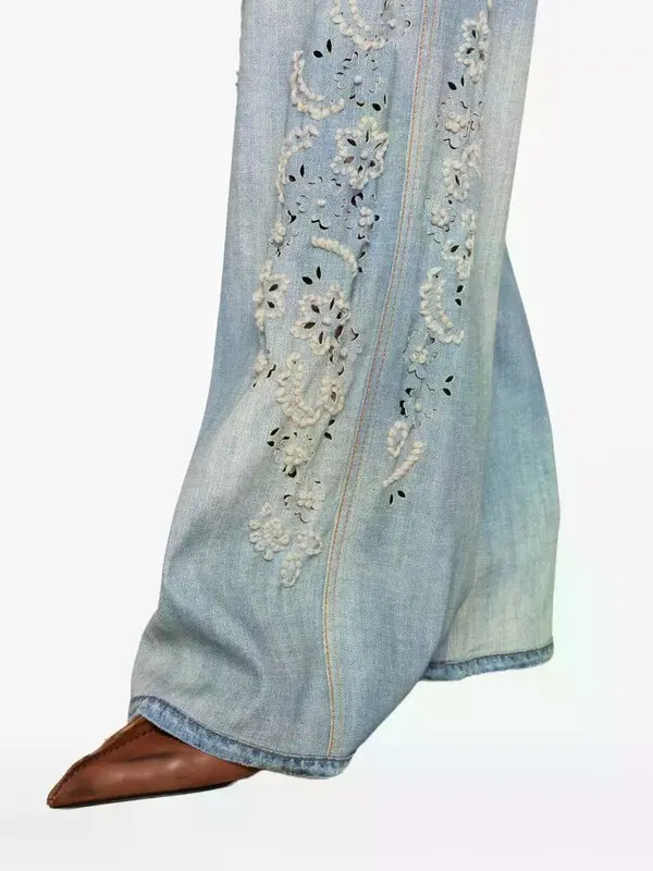 Ermanno Scervino Embroidered Wide-leg Jeans