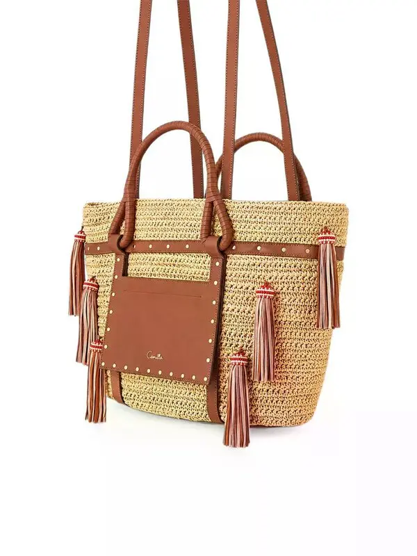 Camilla Tassel-embellished Raffia Tote Bag