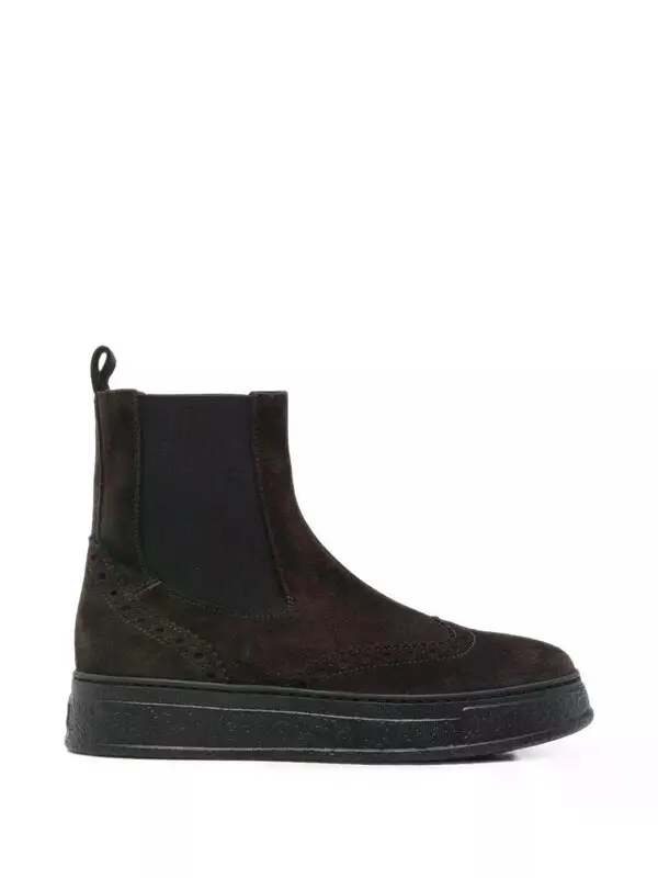 Agl Brogue-detail Suede Chelsea Boots