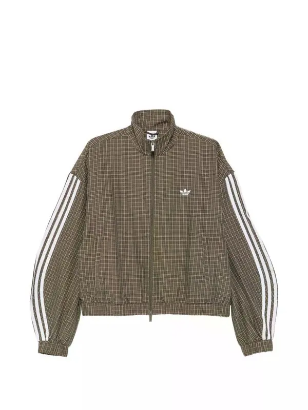 Adidas Check-pattern Side-stripe Jacket - Brown
